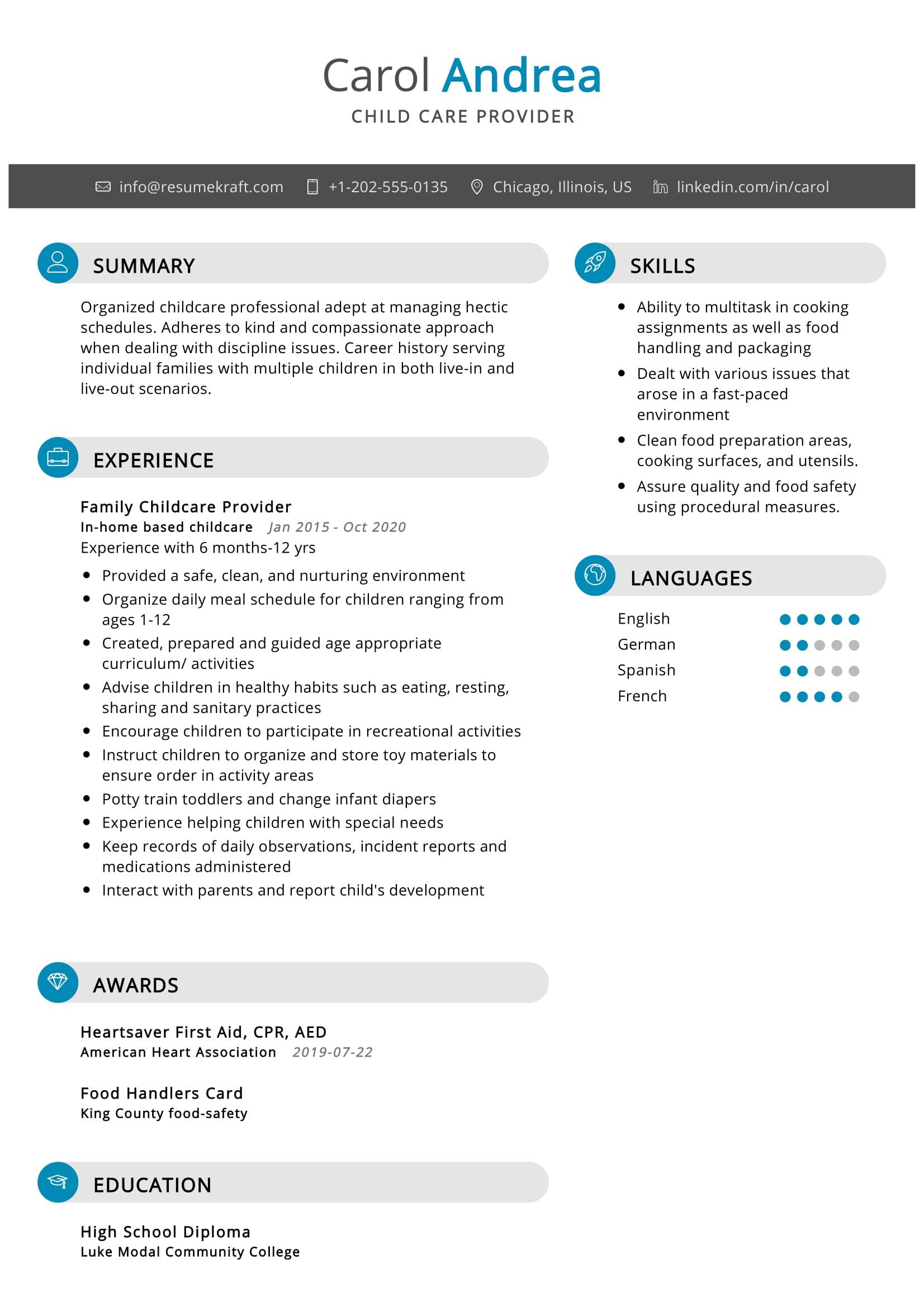 Child Care Resume Sample 2023 Writing Tips ResumeKraft