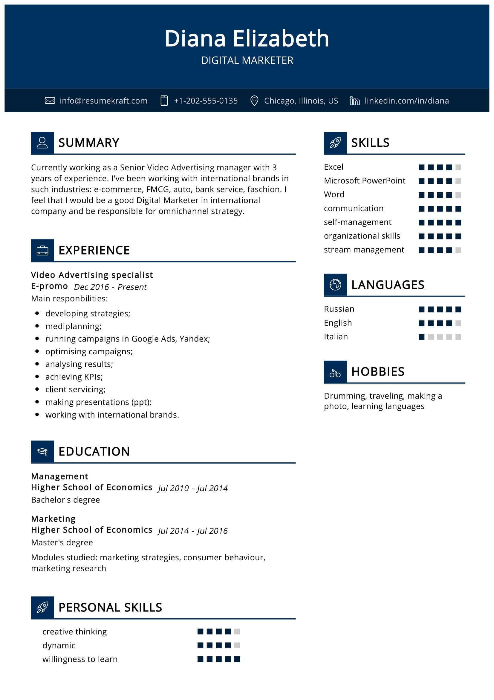 Digital Marketer Resume Example 2023 Writing Tips ResumeKraft