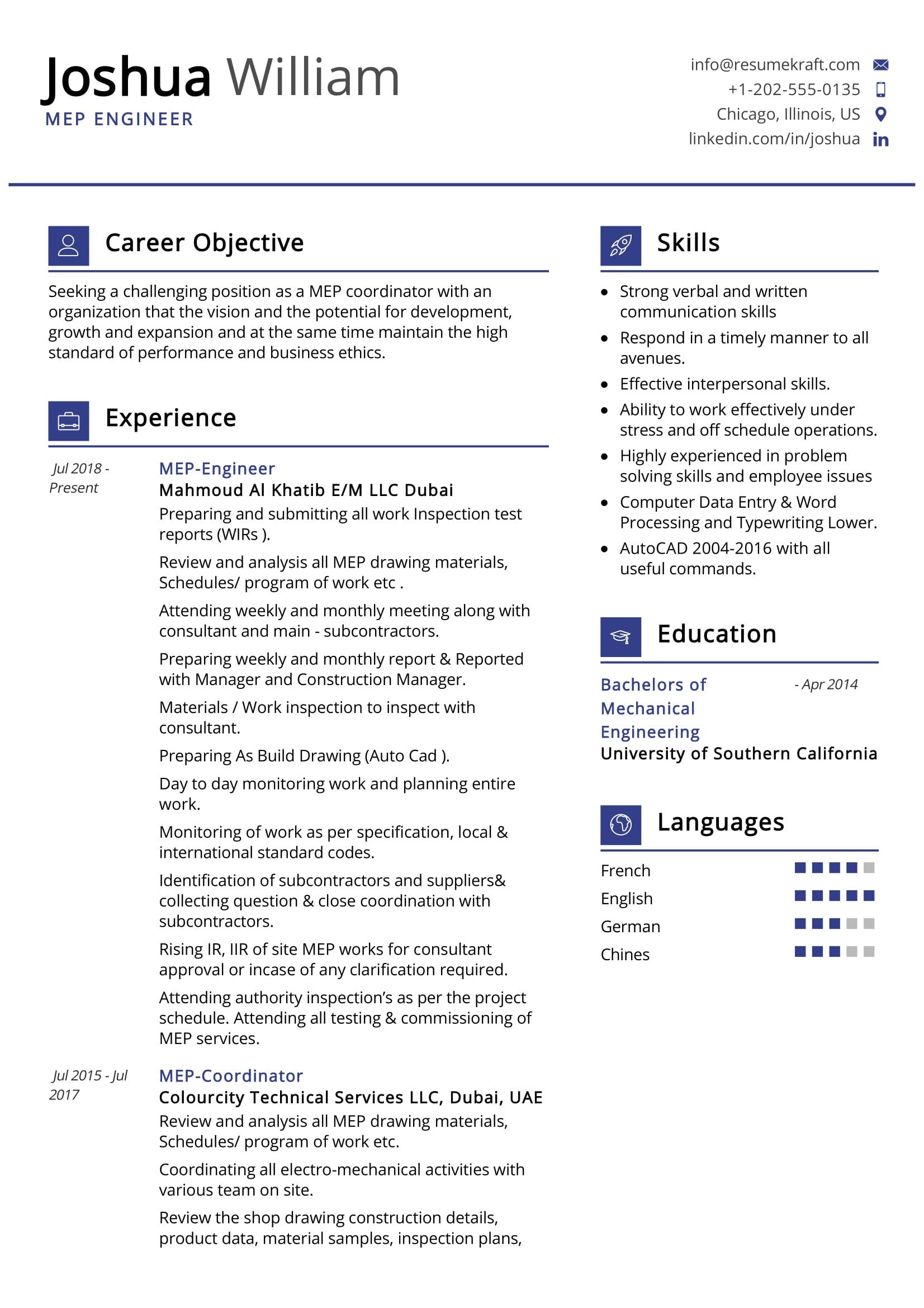 MEP Engineer Resume Sample In 2024 ResumeKraft