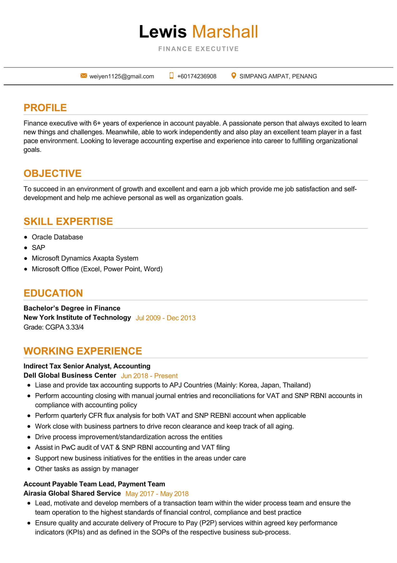 Finance Executive Resume Sample In 2024 ResumeKraft