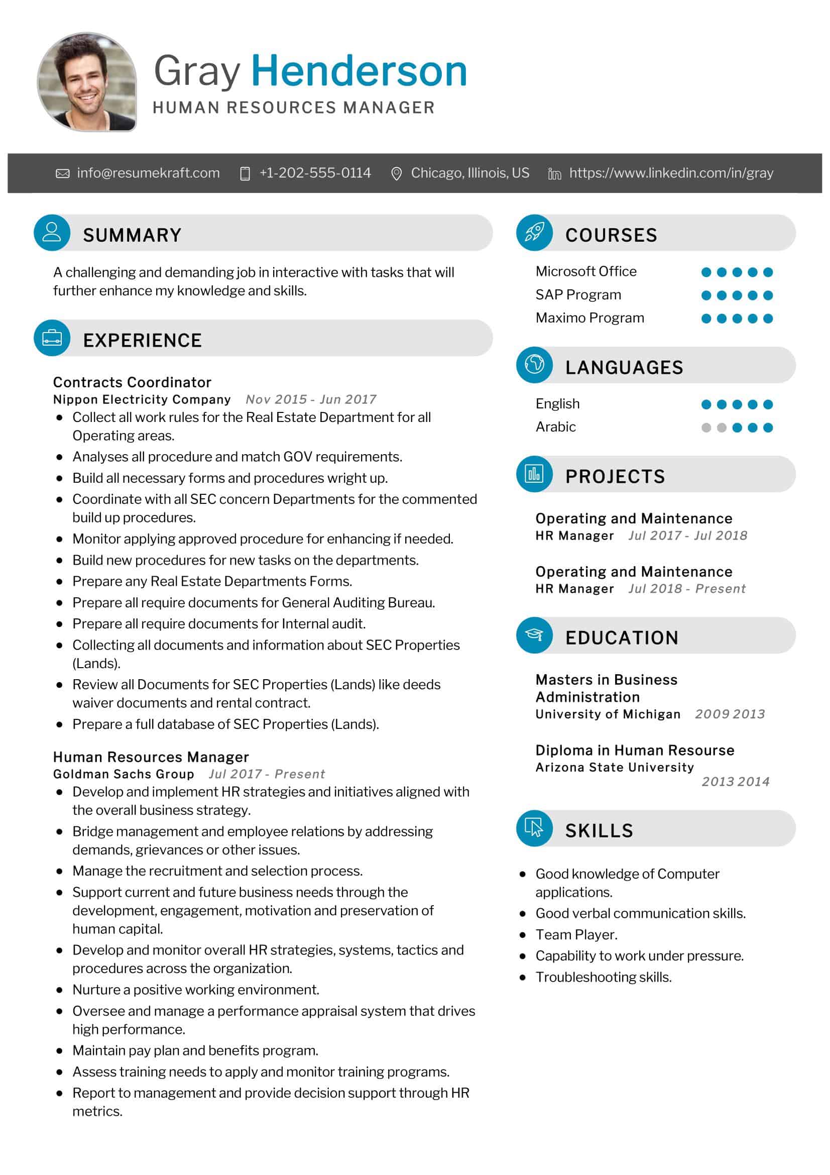 Human Resources Manager Resume Template Odbatman