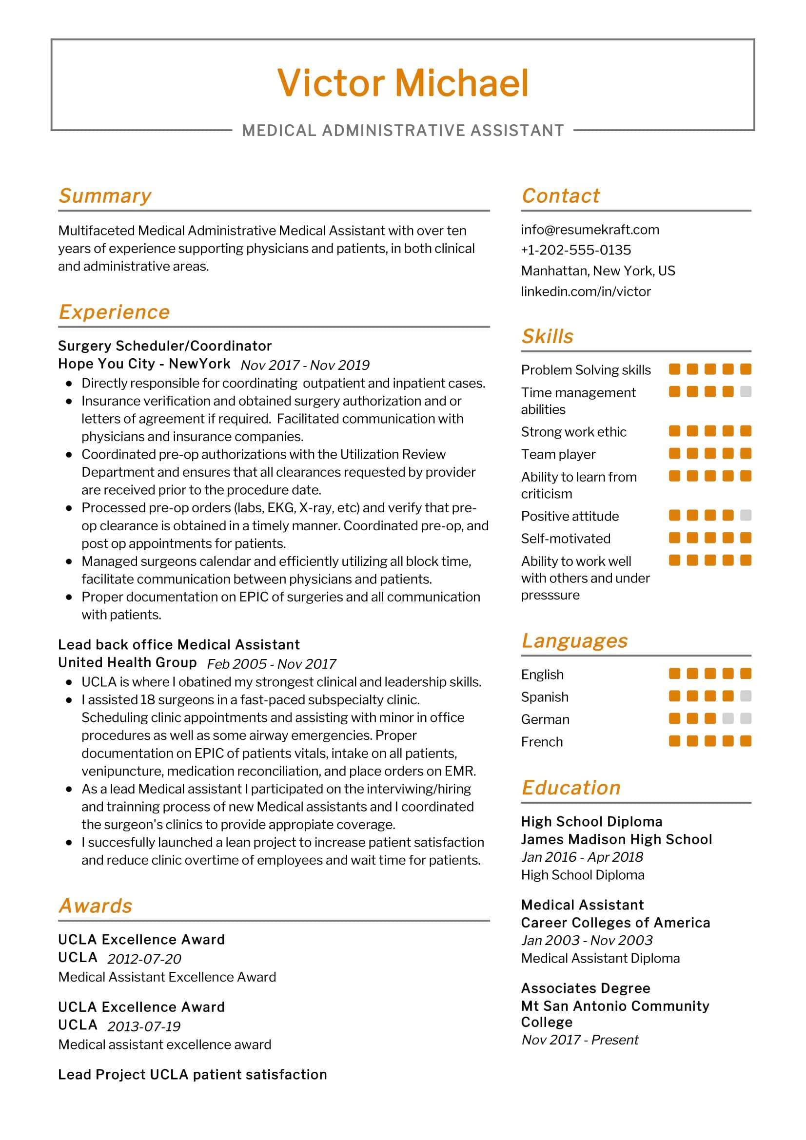 Medical Administrative Assistant Resume Sample In 2024 ResumeKraft