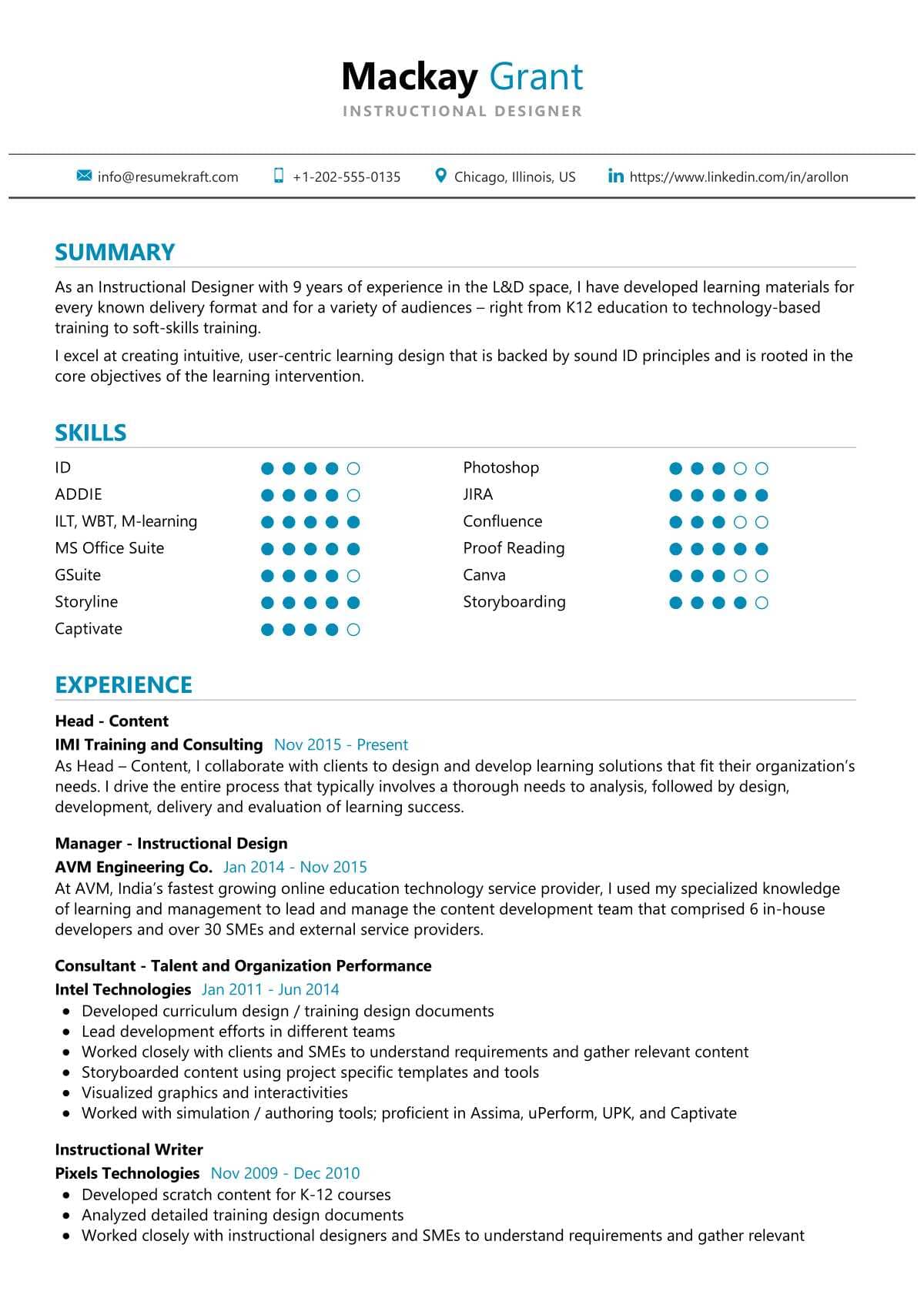 Instructional Designer Resume Sample 2023 Writing Tips ResumeKraft