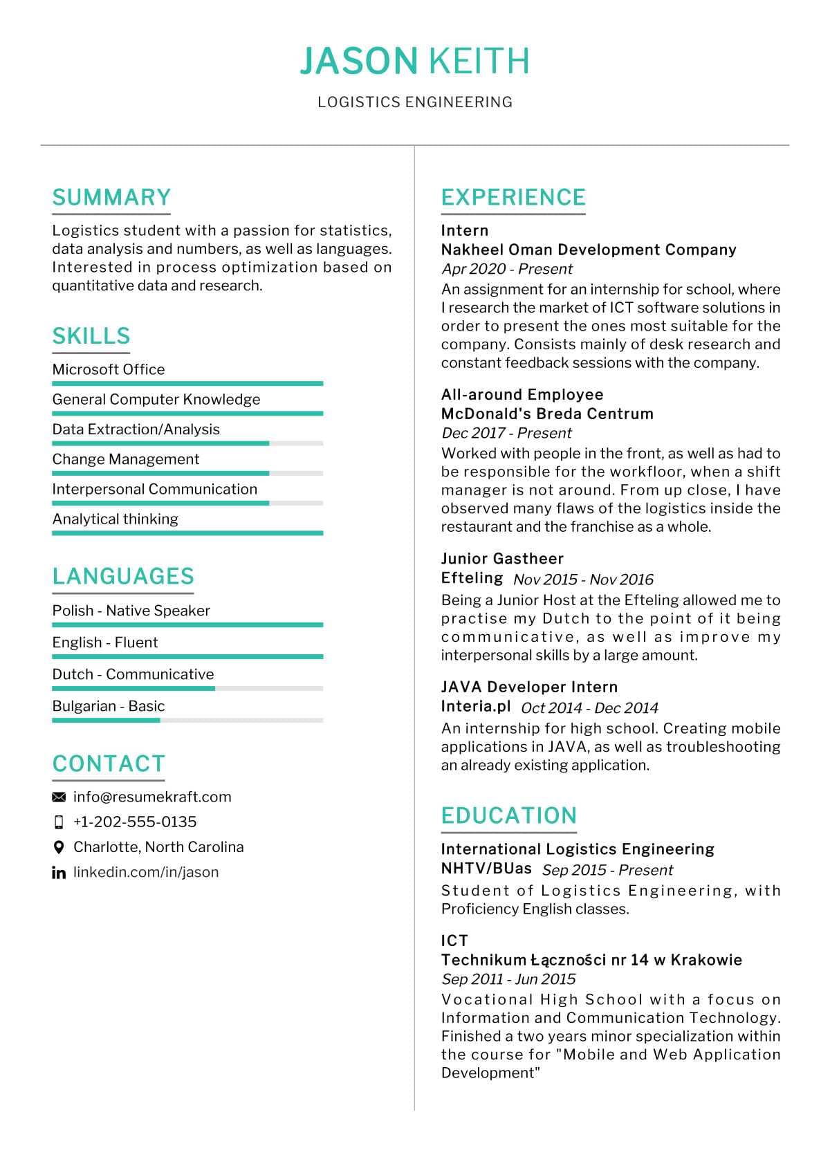 Logistics Engineering Resume Sample 2022 Writing Tips ResumeKraft 