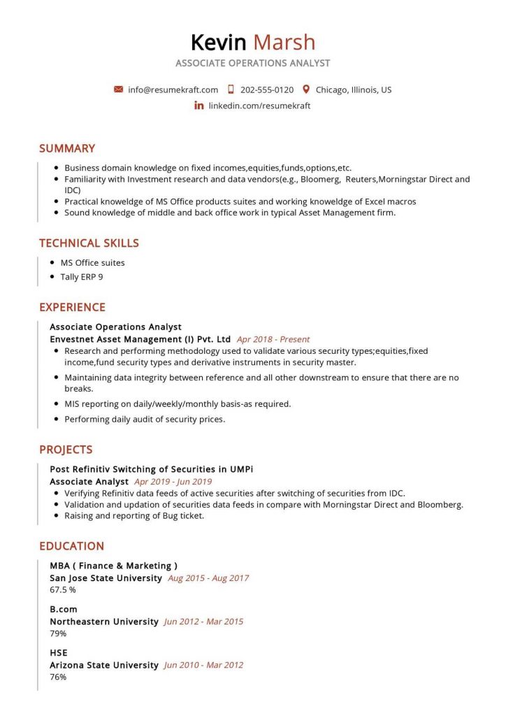 Accounting Finance Resume Samples 2022 - ResumeKraft