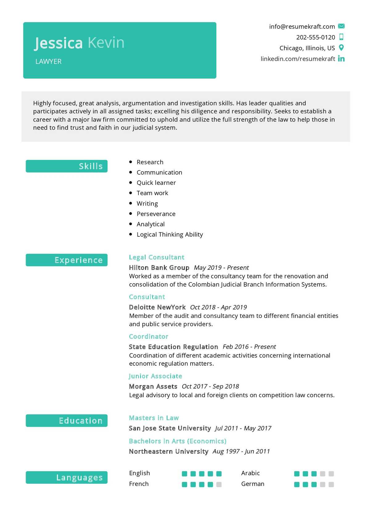 Lawyer Resume Sample ResumeKraft