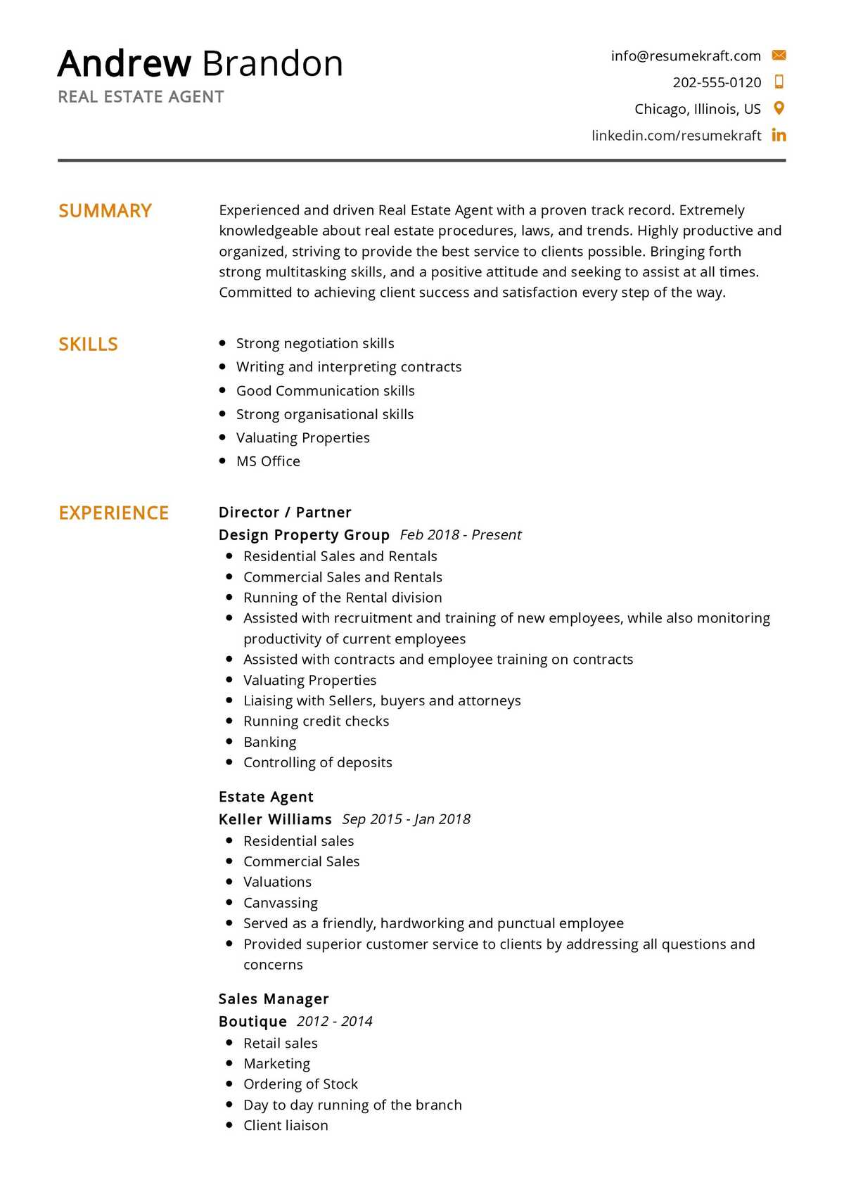 Real Estate Agent Resume Sample 2023 Writing Tips ResumeKraft