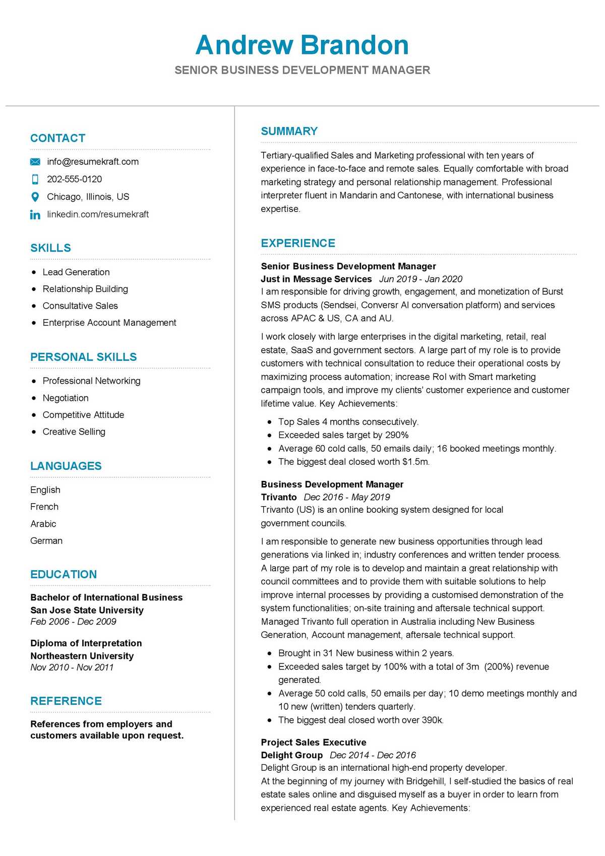 Senior Business Development Manager Resume Sample 2023 Writing Tips 