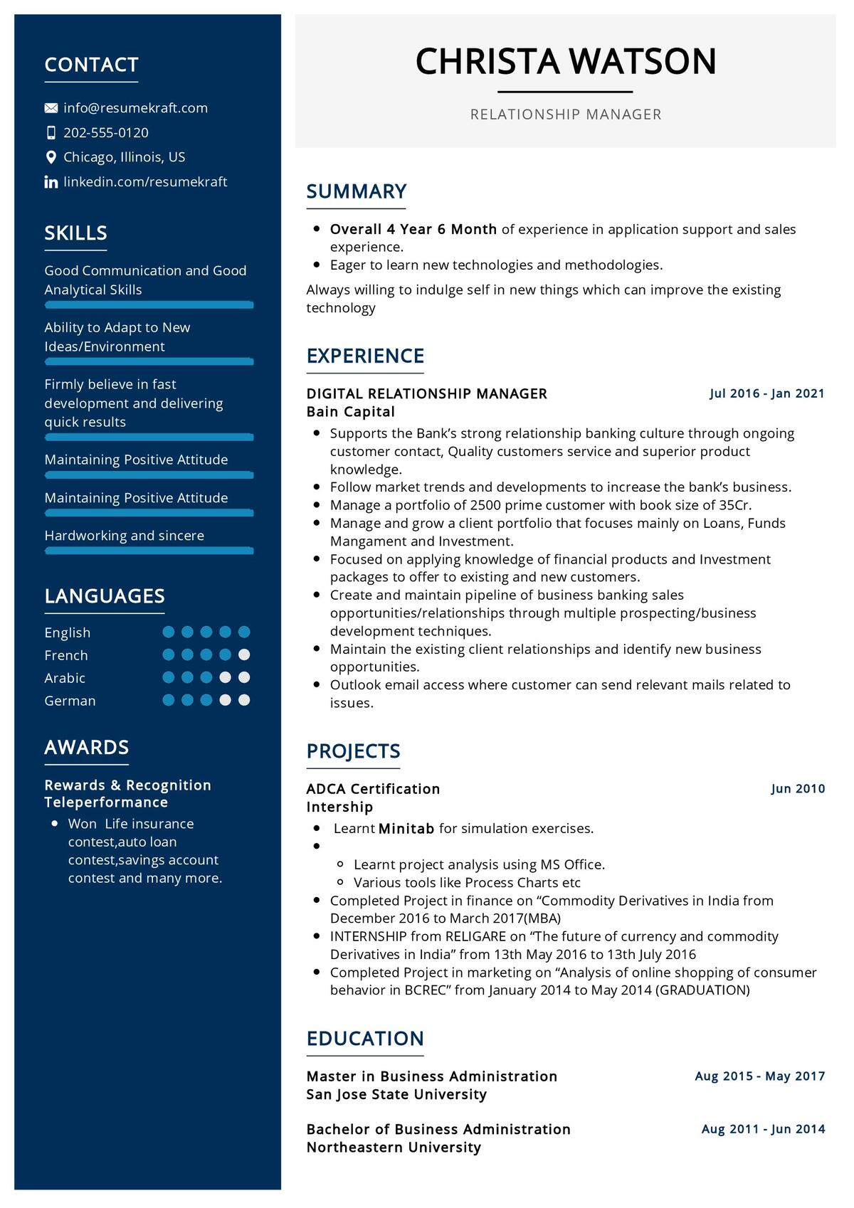 Relationship Manager Resume Example 2023 Writing Tips ResumeKraft