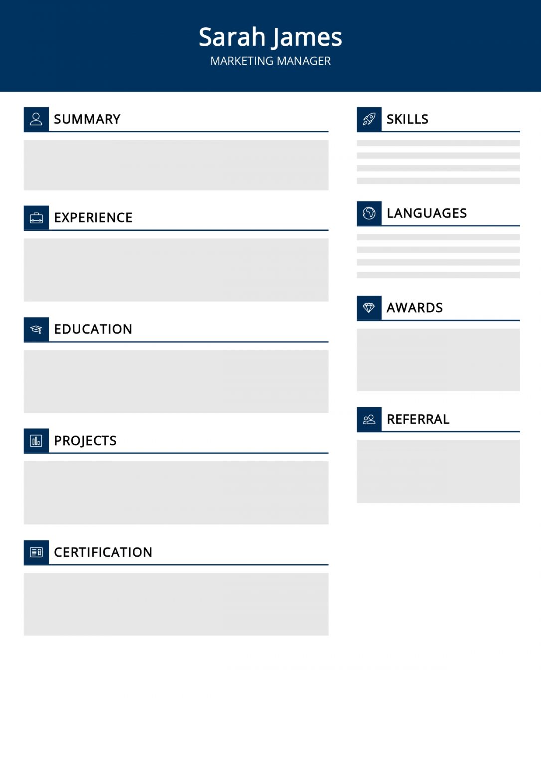 Blank CV Template Free Download 2024 - ResumeKraft