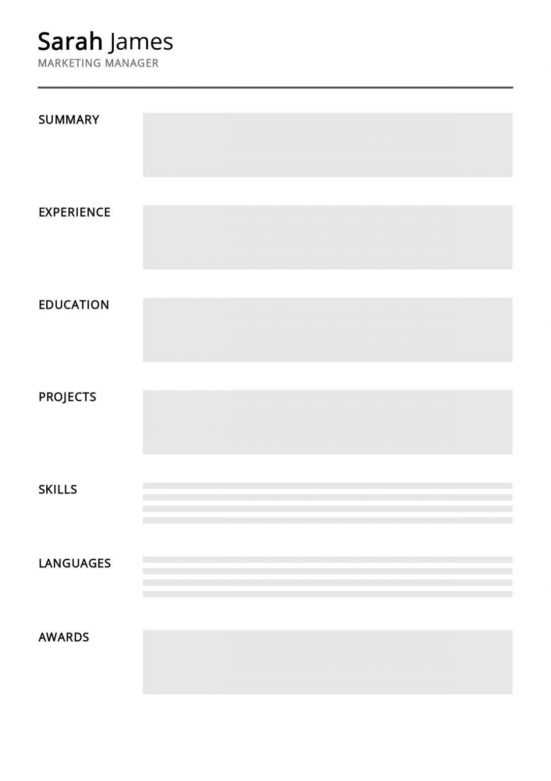 Blank CV Template Free Download 2024 - ResumeKraft