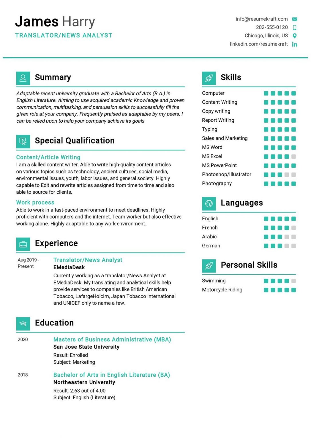 50+ Good CV Examples with Writing Guide in 2025 - ResumeKraft