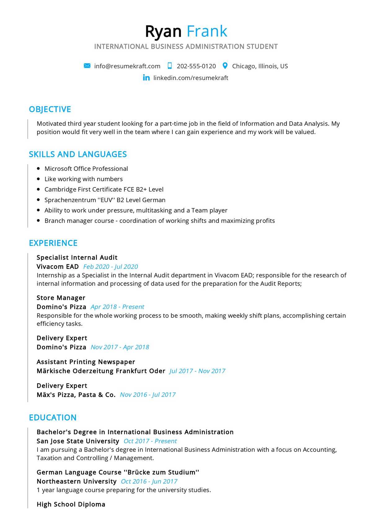 Student Cv Template + 16 Cv Examples In 2025 - Resumekraft