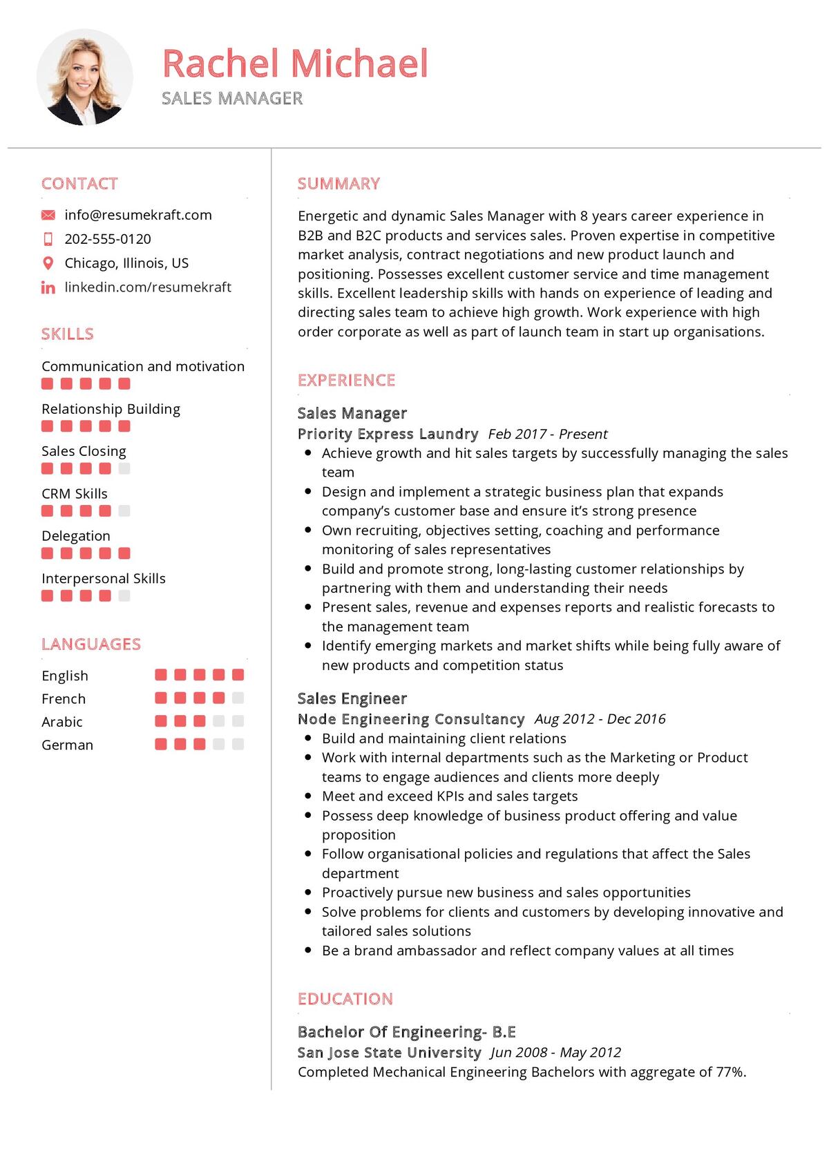 Sales Manager CV Sample 2023 Writing Tips ResumeKraft