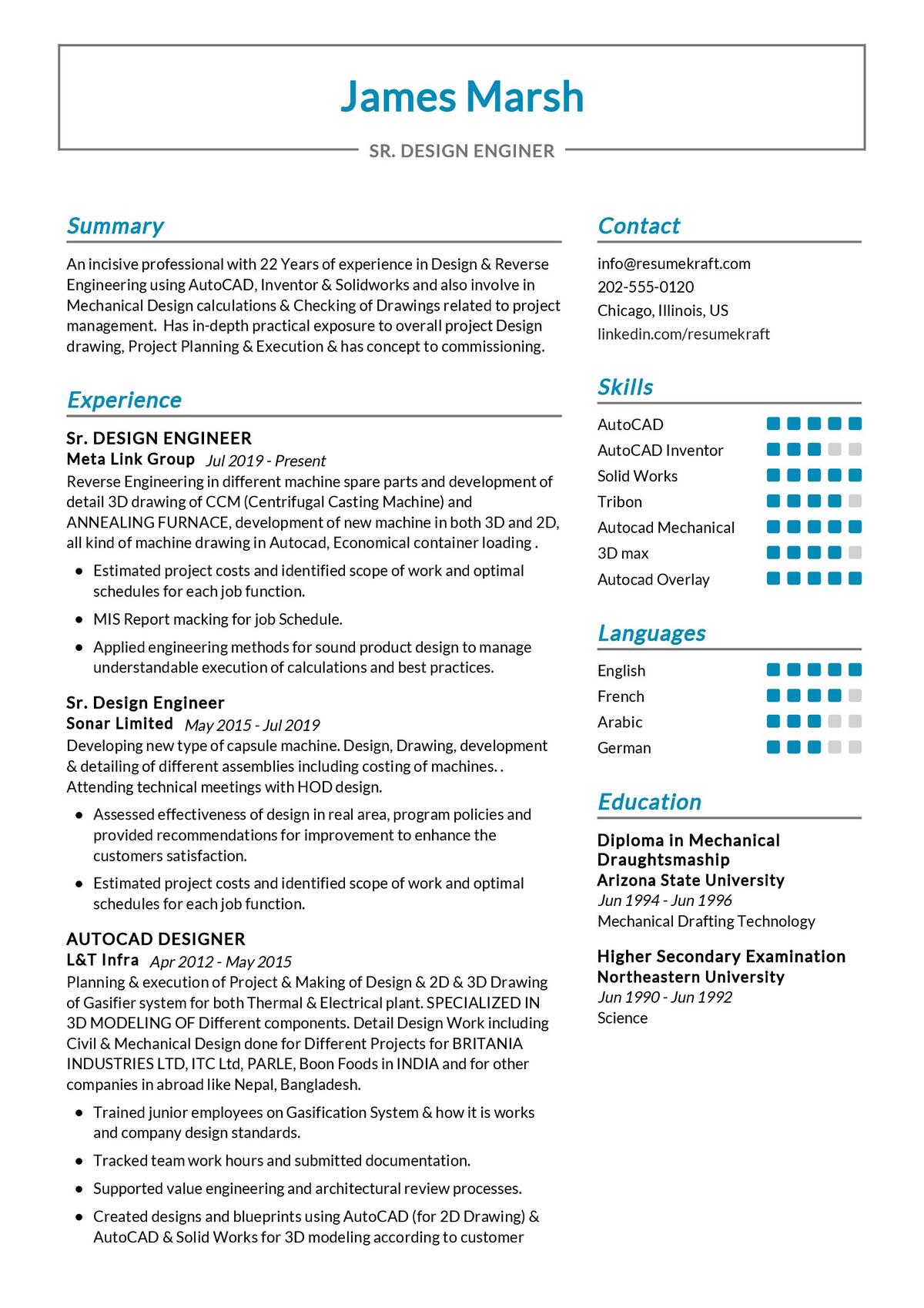 Design Engineer CV Example In 2024 ResumeKraft