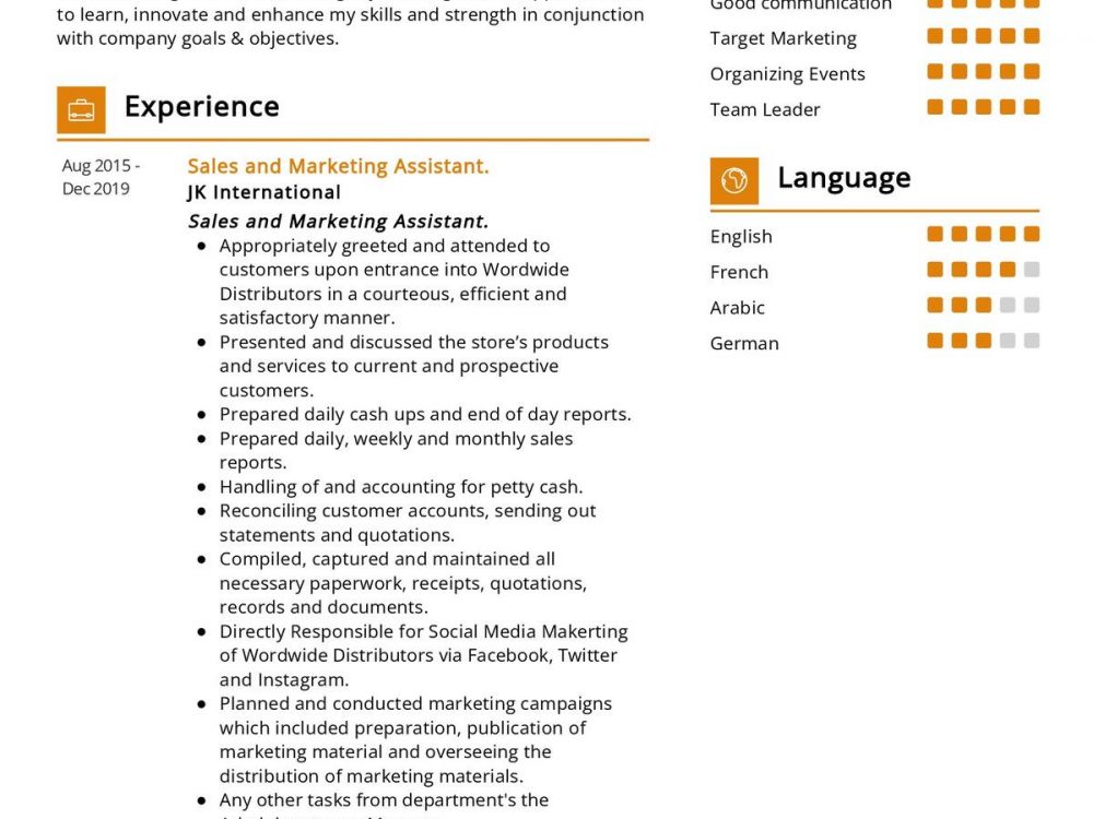 Junior Sales Assistant CV Sample 2022 Writing Tips ResumeKraft