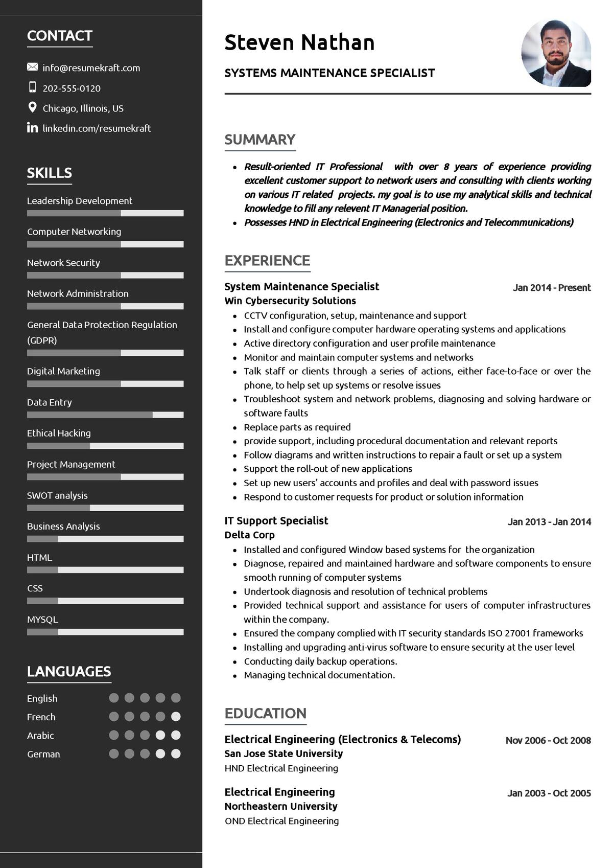 Systems Maintenance Specialist CV Sample In 2024 ResumeKraft