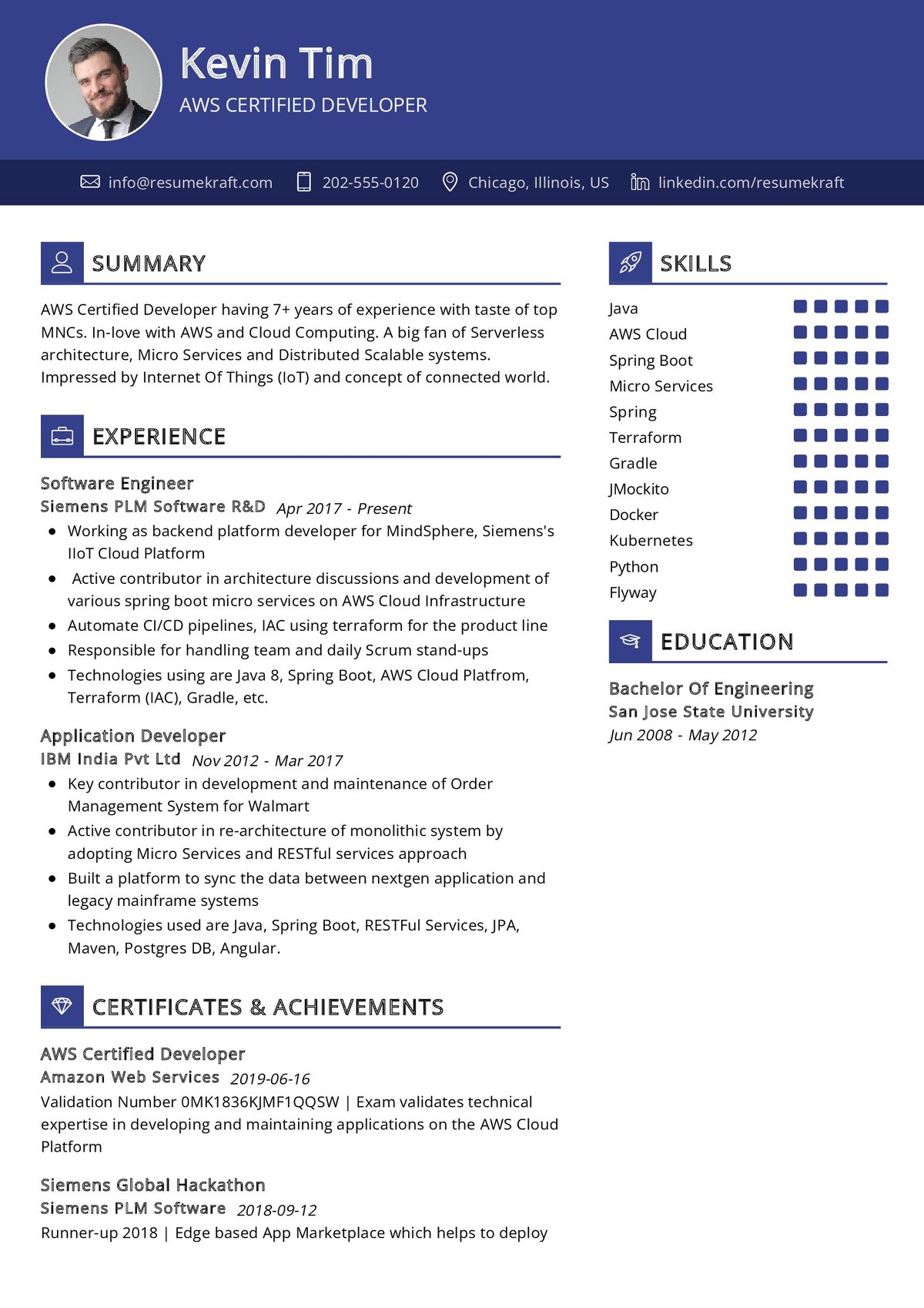 AWS Certified Developer Resume Sample 2023 Writing Tips ResumeKraft