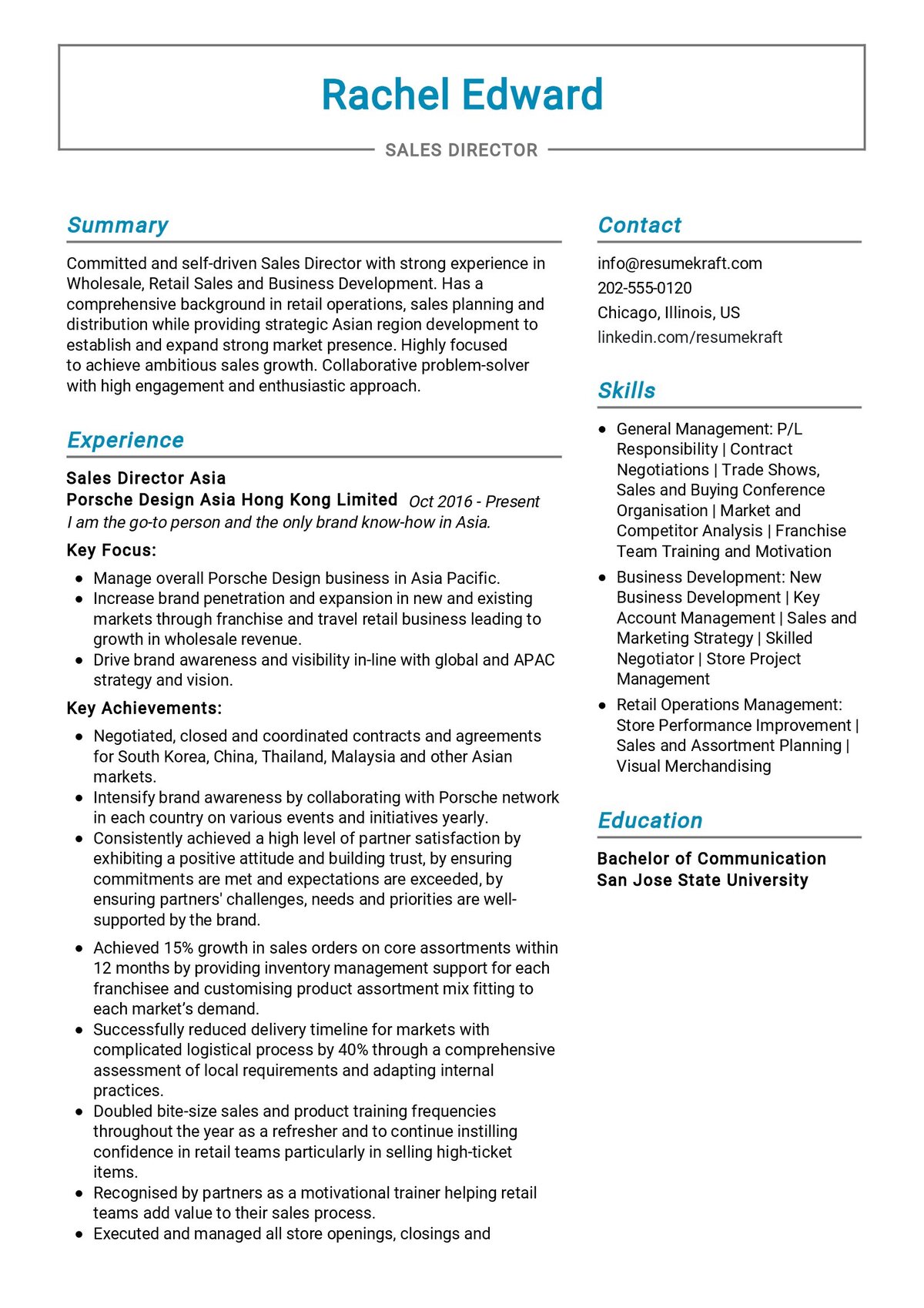Sales Director Resume Example 2023 | Writing Tips - ResumeKraft