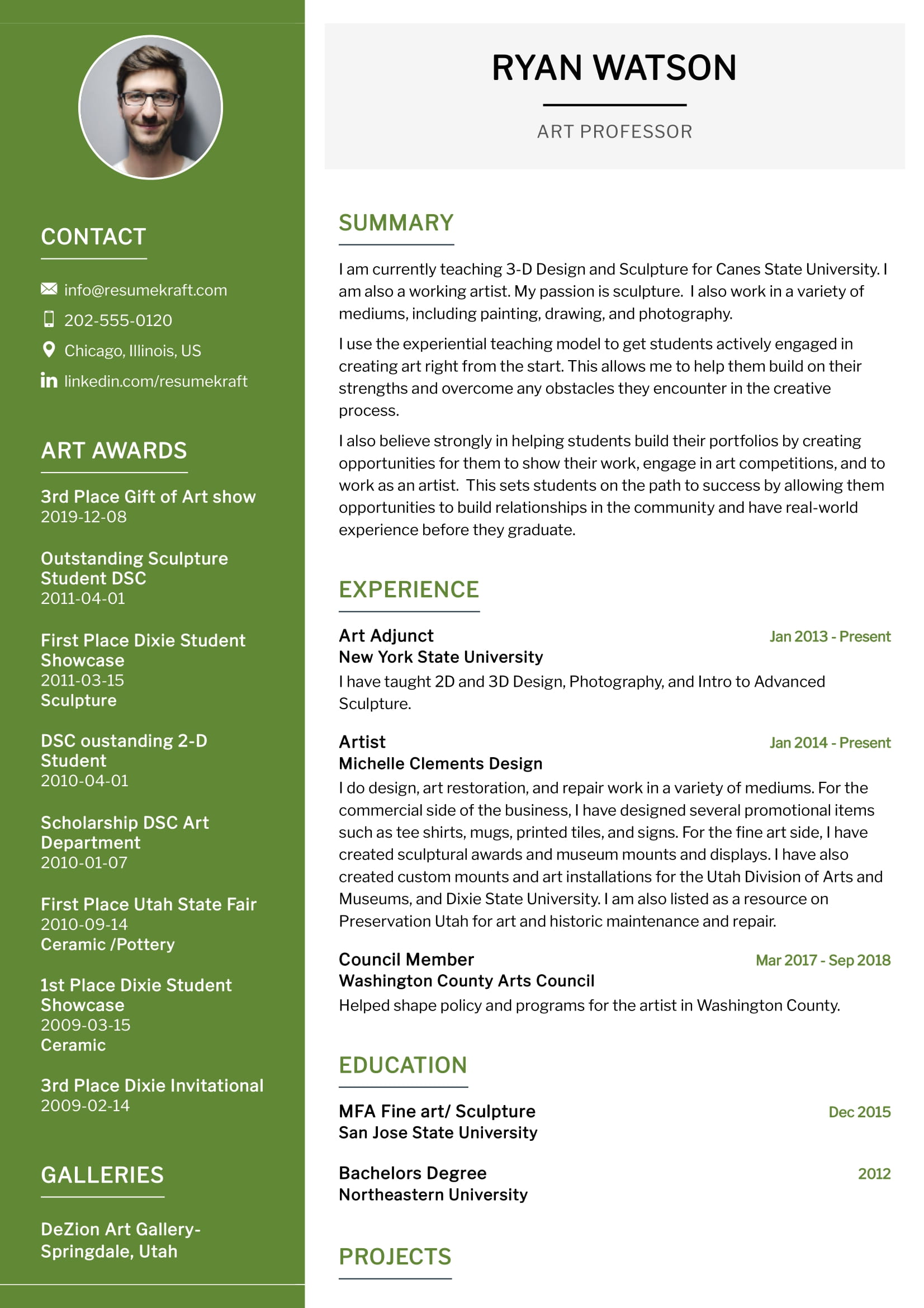 Art Professor Resume Example 2023 Writing Tips ResumeKraft