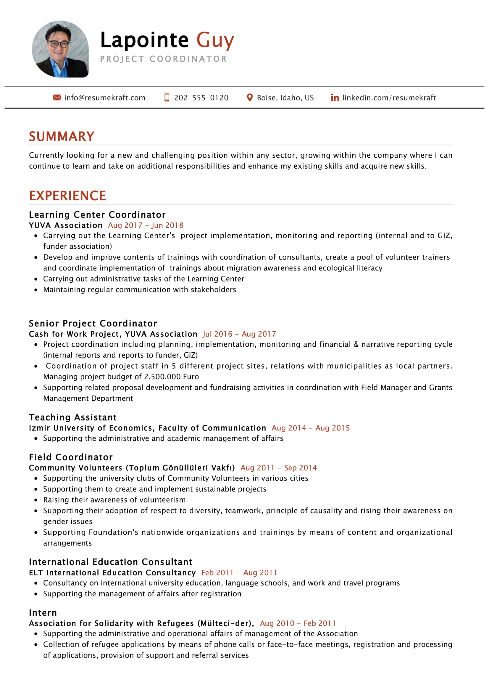 Project Coordinator Resume Sample 2022 Writing Tips ResumeKraft