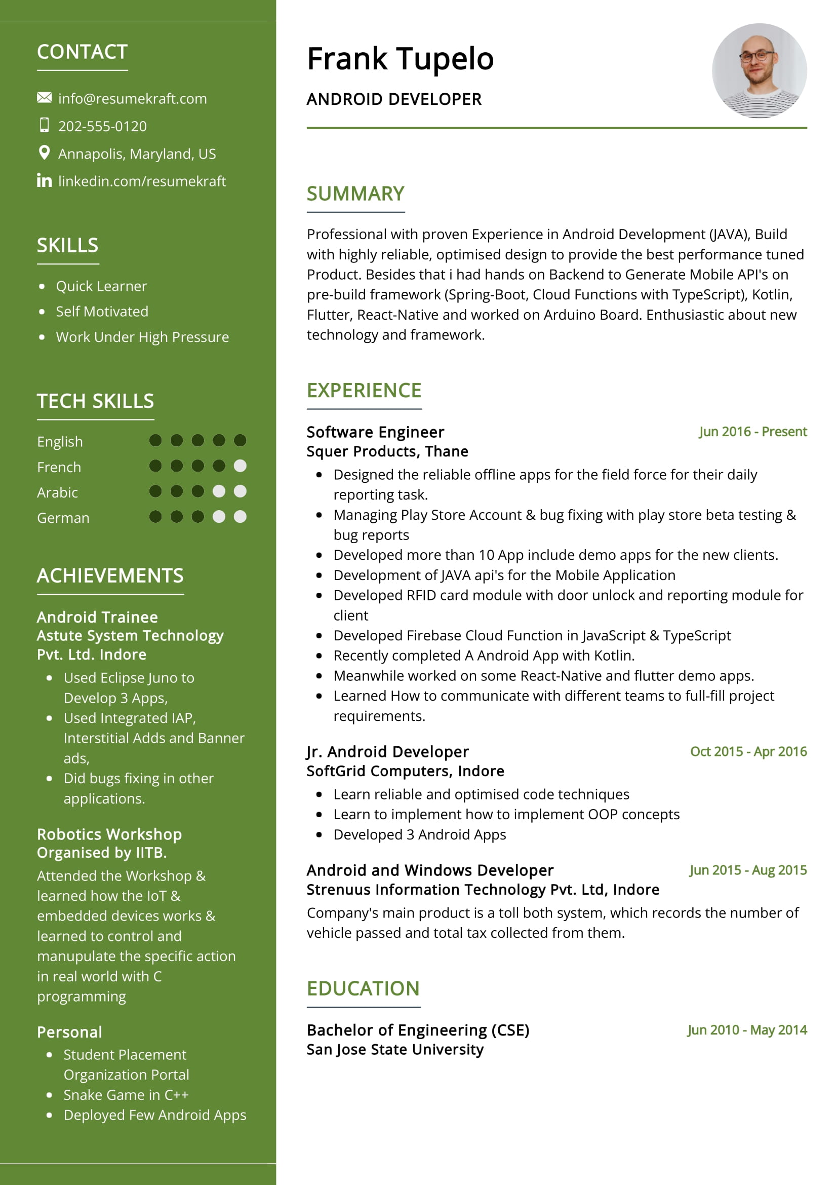Android Developer Resume Sample 2022 Writing Tips ResumeKraft