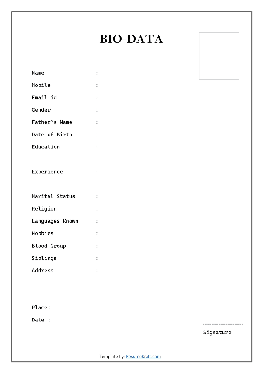 42+ Sample Bio Data Formats for Job PDF & Word Free Download 2025