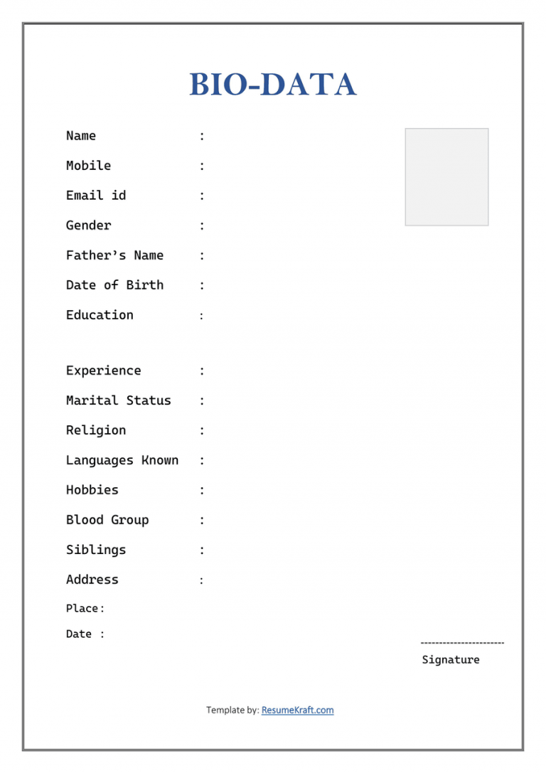 42+ Sample Bio Data Formats for Job PDF & Word Free Download 2025