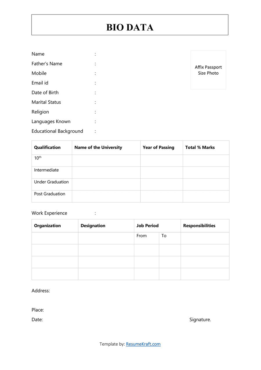 43+ Biodata Format Samples (Free Download in PDF & Word) 2025