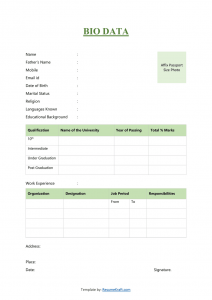 43+ Biodata Format Samples (Free Download in PDF & Word) 2025