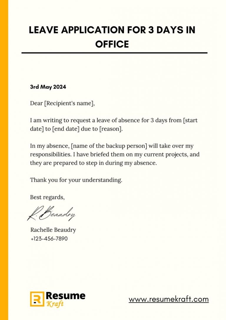 Write the Perfect Application for 3 Days Leave [with Examples] 2025 ...