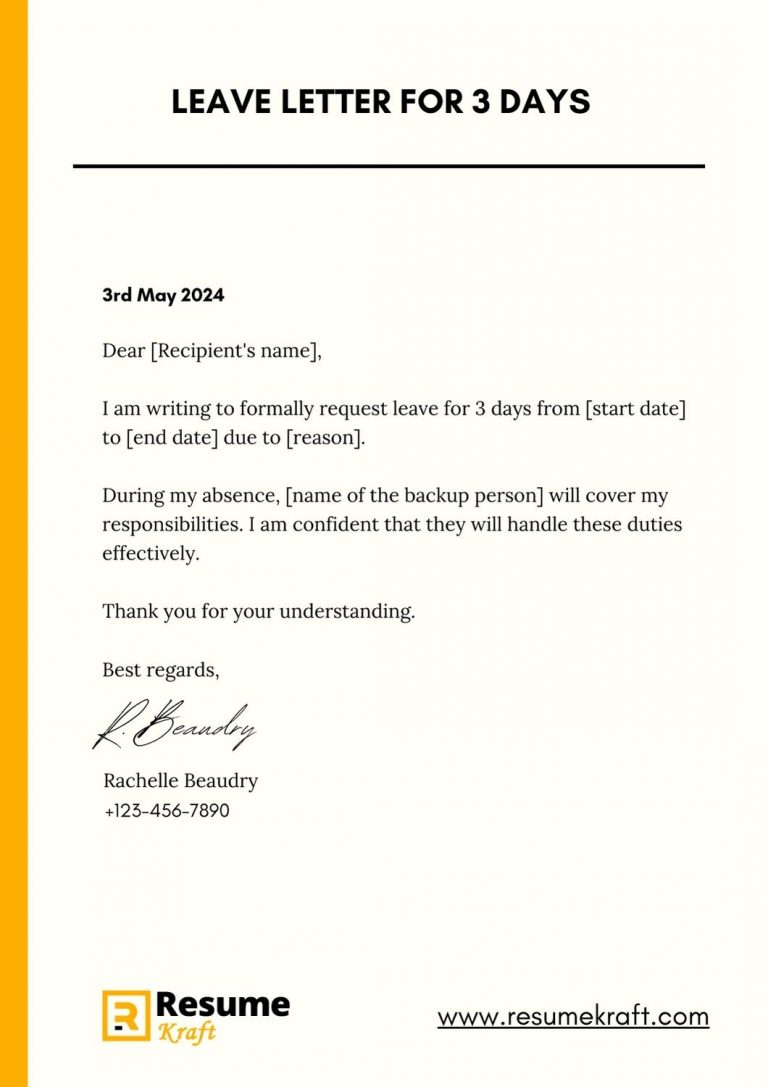 Write the Perfect Application for 3 Days Leave [with Examples] 2025 - ResumeKraft