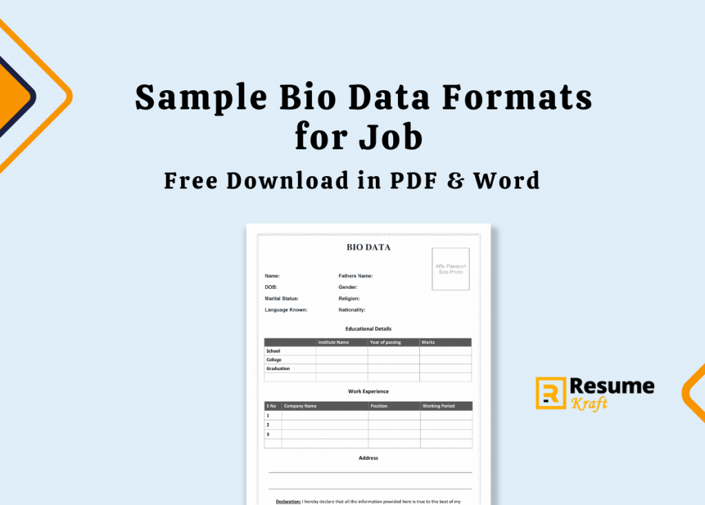 42+ Sample Bio Data Formats for Job PDF & Word Free Download 2025