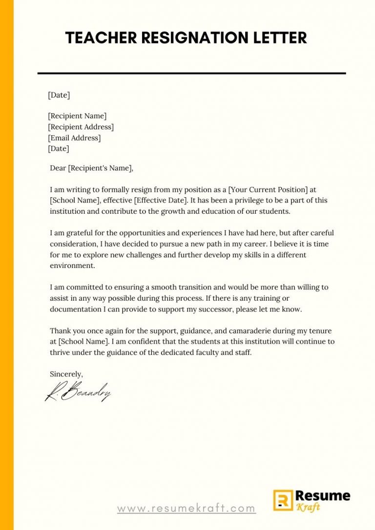 How To Write a Teacher Resignation Letter: Samples for 2025