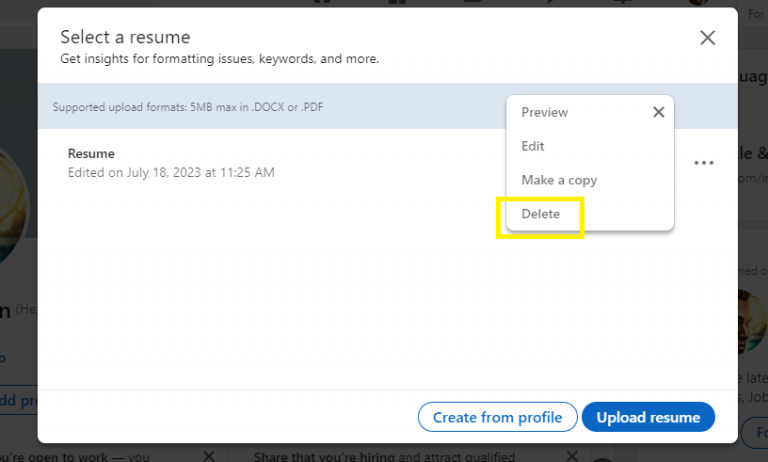 Delete a Resume from LinkedIn with 2 Easy Methods (2025) - ResumeKraft