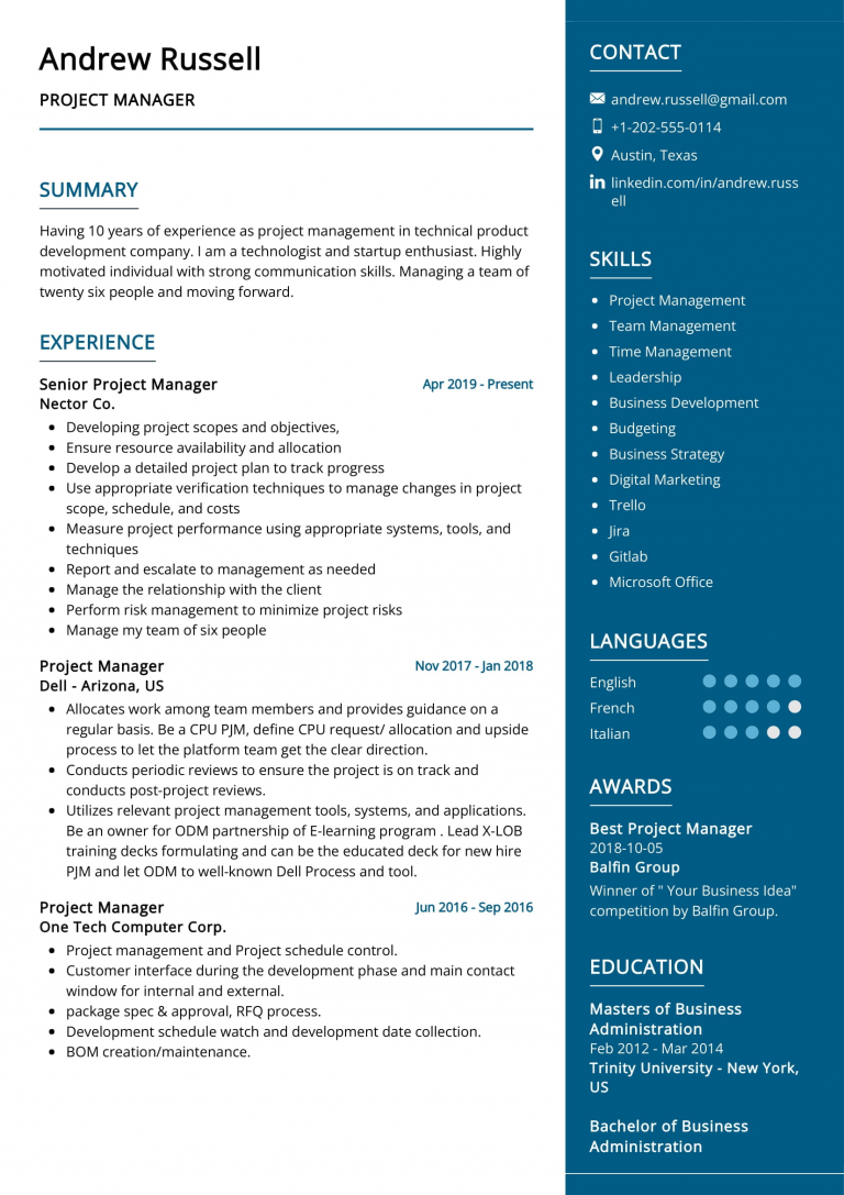 19 Project Manager Resume Examples: 2025 Guide in 2025 - ResumeKraft