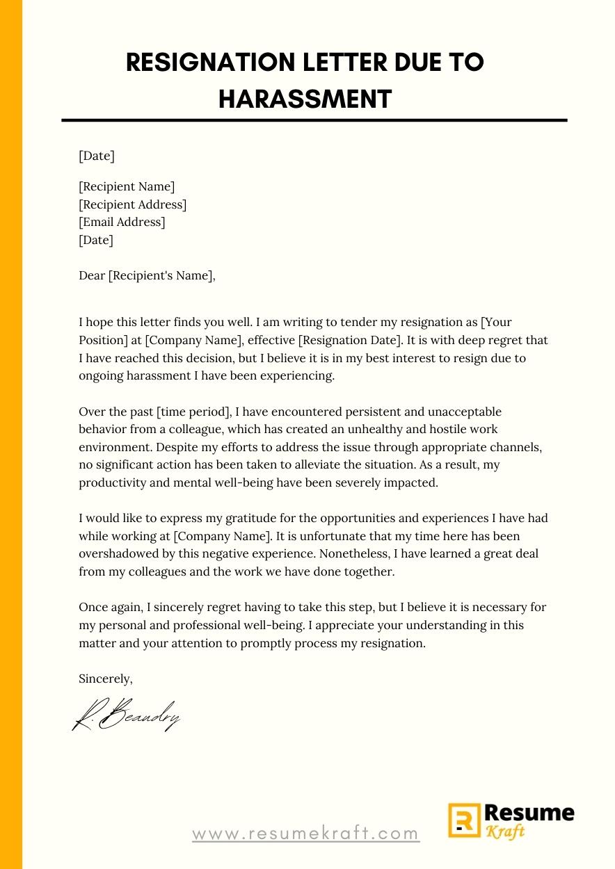 Resignation Letter Format For Family Problem