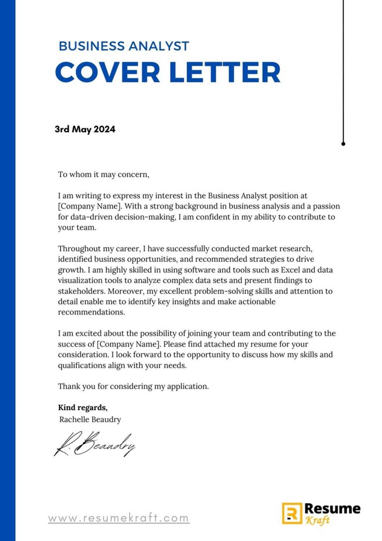 5 Business Analyst Cover Letter Examples Templates And Writing Tips 2023 Resumekraft