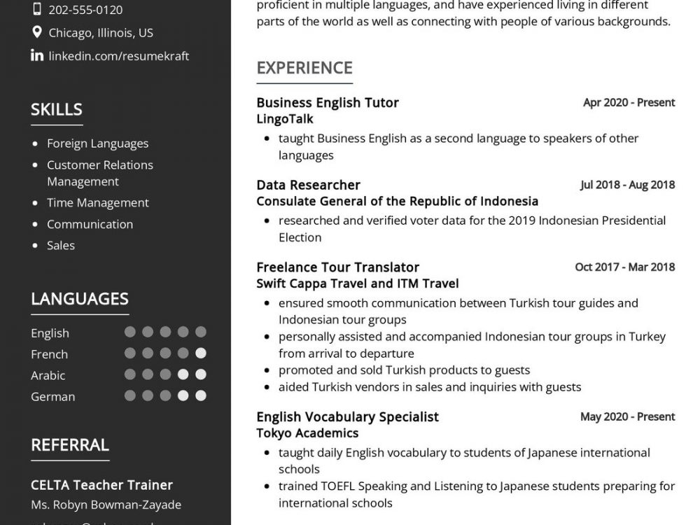 English Tutor Resume Sample in 2025 - ResumeKraft English Tutor Resume Sample in 2025 - ResumeKraft