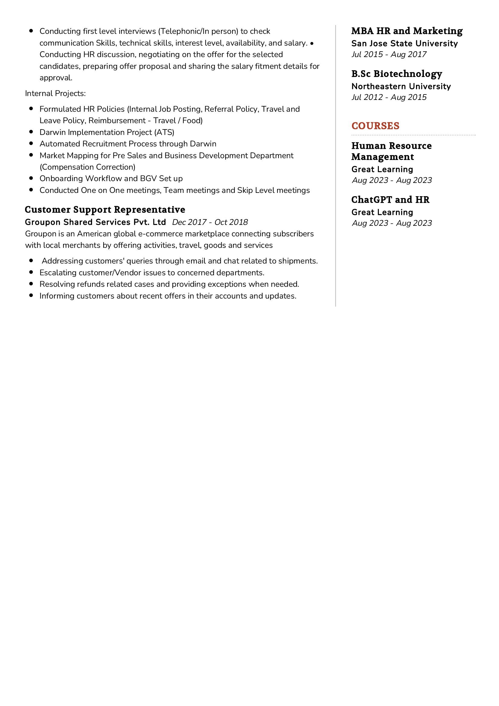 Talent Acquisition Partner Resume Example in 2025 - ResumeKraft Talent Acquisition Partner Resume Example in 2025 - ResumeKraft