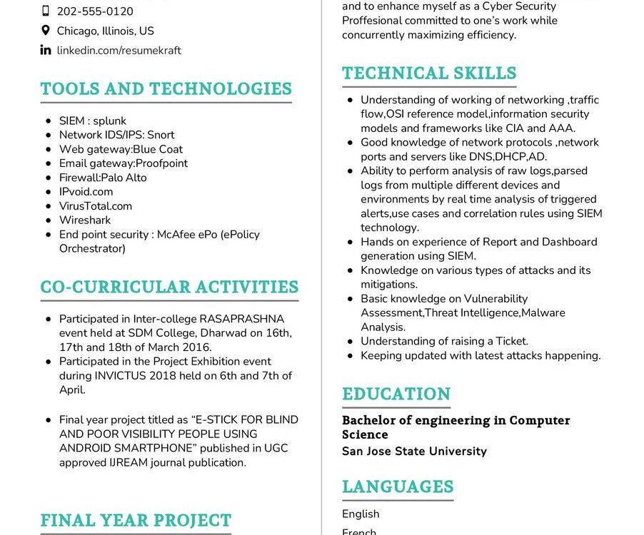 Security Analyst CV Sample in 2025 - ResumeKraft Security Analyst CV Sample in 2025 - ResumeKraft
