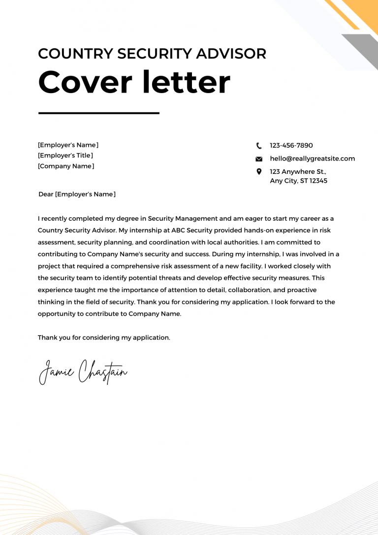 5+ Country Security Advisor Cover Letter Examples and Templates in 2025 ...