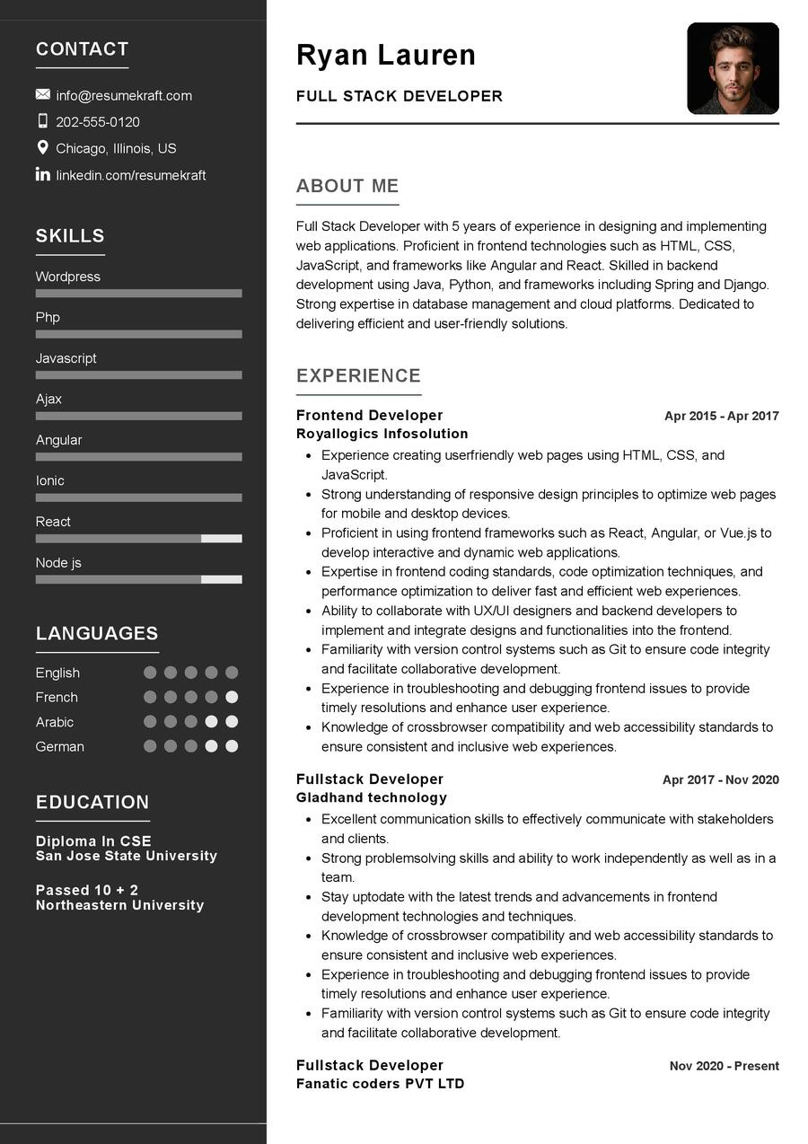 Full Stack Developer CV Sample In 2024 ResumeKraft