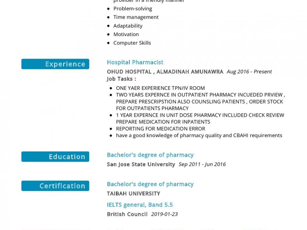 Pharmacist CV Example in 2025 - ResumeKraft Pharmacist CV Example in 2025 - ResumeKraft
