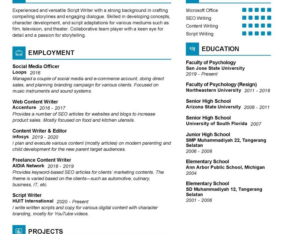 Script Writer CV Example in 2025 - ResumeKraft Script Writer CV Example in 2025 - ResumeKraft