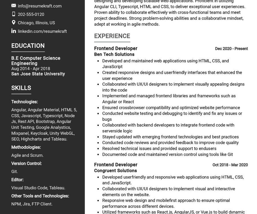 Angular Developer Resume Sample in 2025 - ResumeKraft Angular Developer Resume Sample in 2025 - ResumeKraft