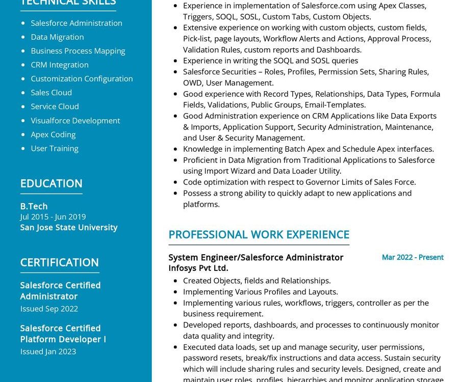 Salesforce Consultant Cv Example In 2025 Resumekraft