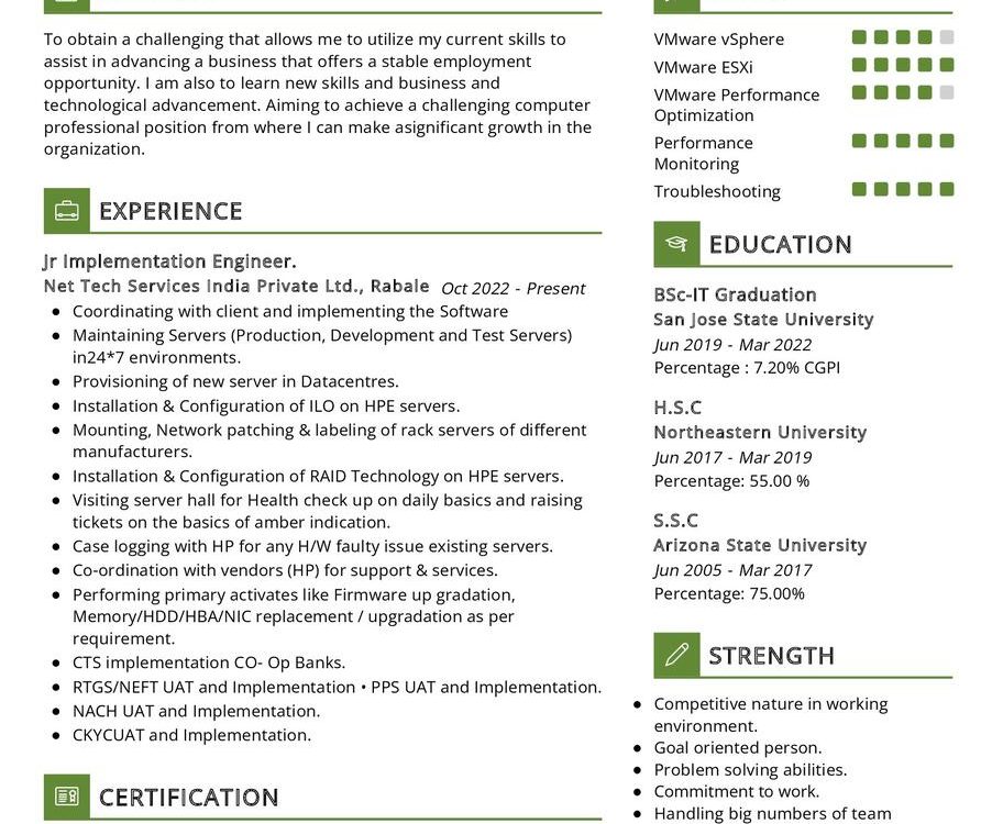 VMware CV Sample in 2025 - ResumeKraft VMware CV Sample in 2025 - ResumeKraft