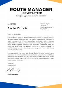 Cover Letter Examples for Route Manager [Free Downloadable Template] in ...