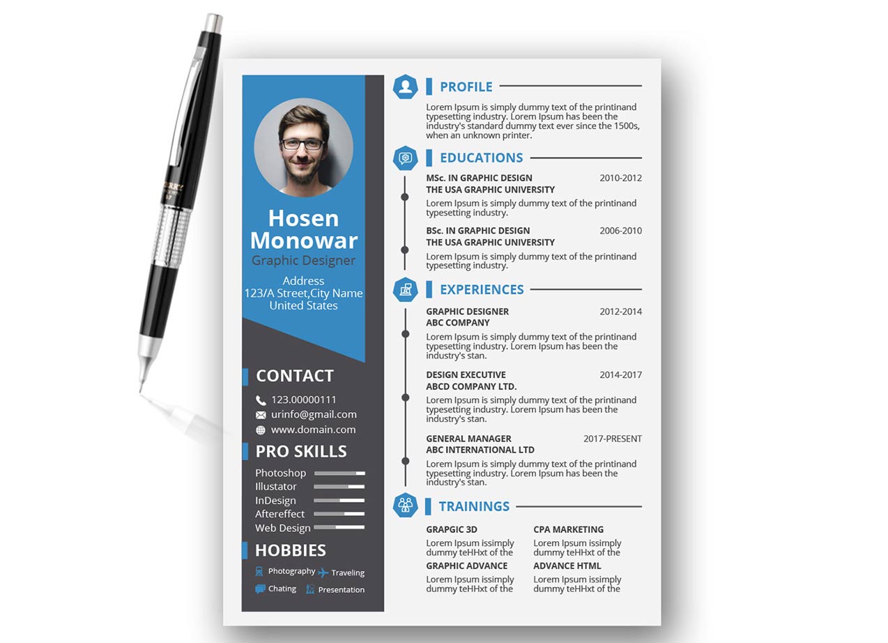 Free Resume Template PSD AI Format 2023 ResumeKraft